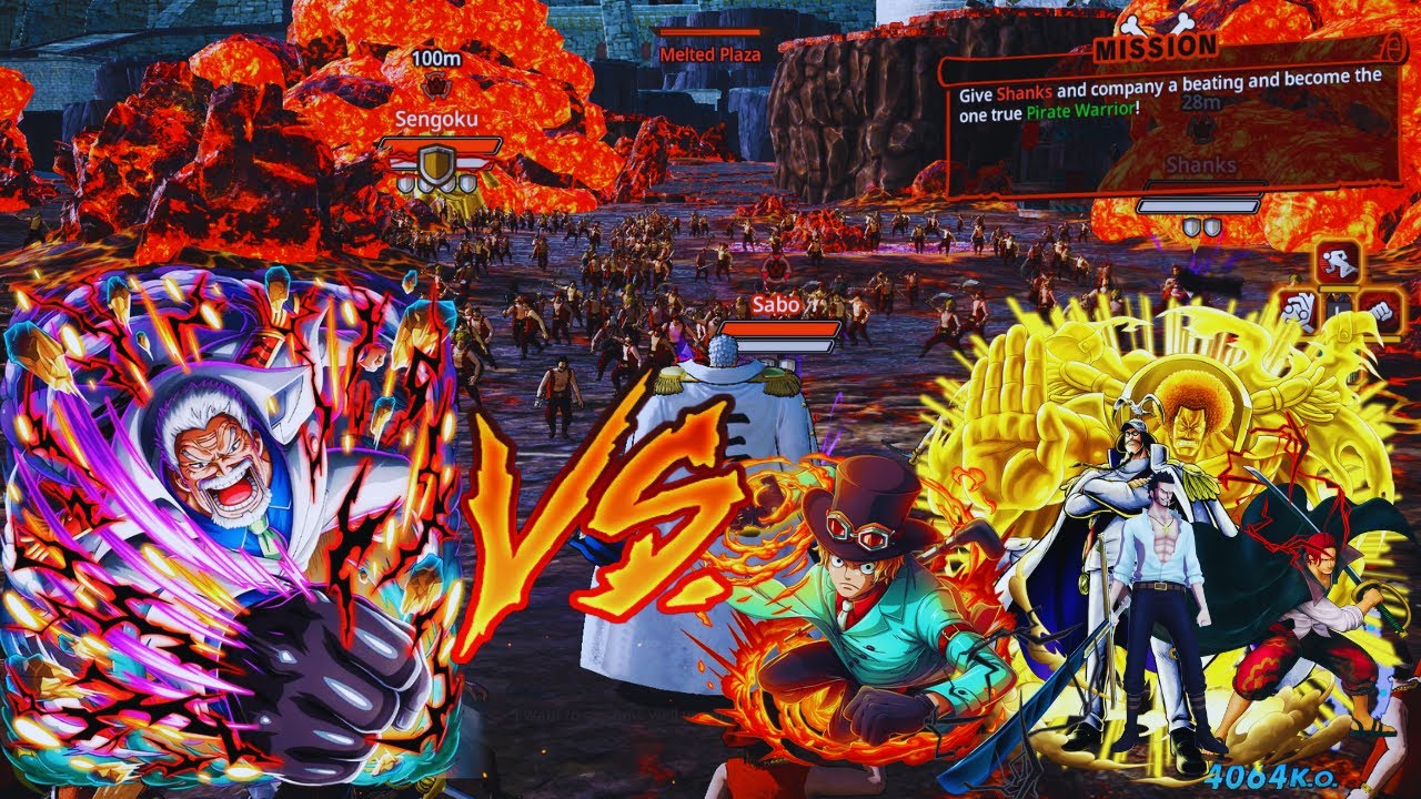 MONKEY.D.GARP(HACHINOSU) VS SHANKS,MIHAWK,SABO,SENGOKU in under 50 ...