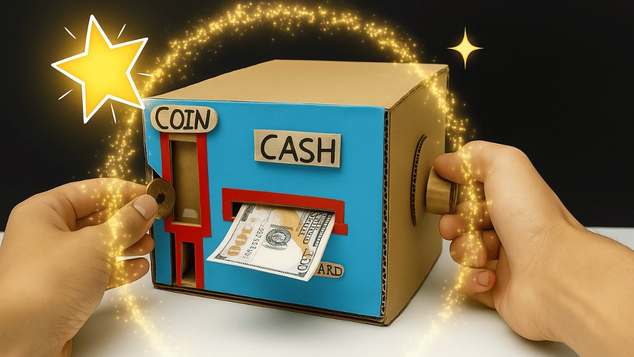 💰 DIY Mini ATM Bank – Save Coins & Cash from Cardboard | Crafty ...