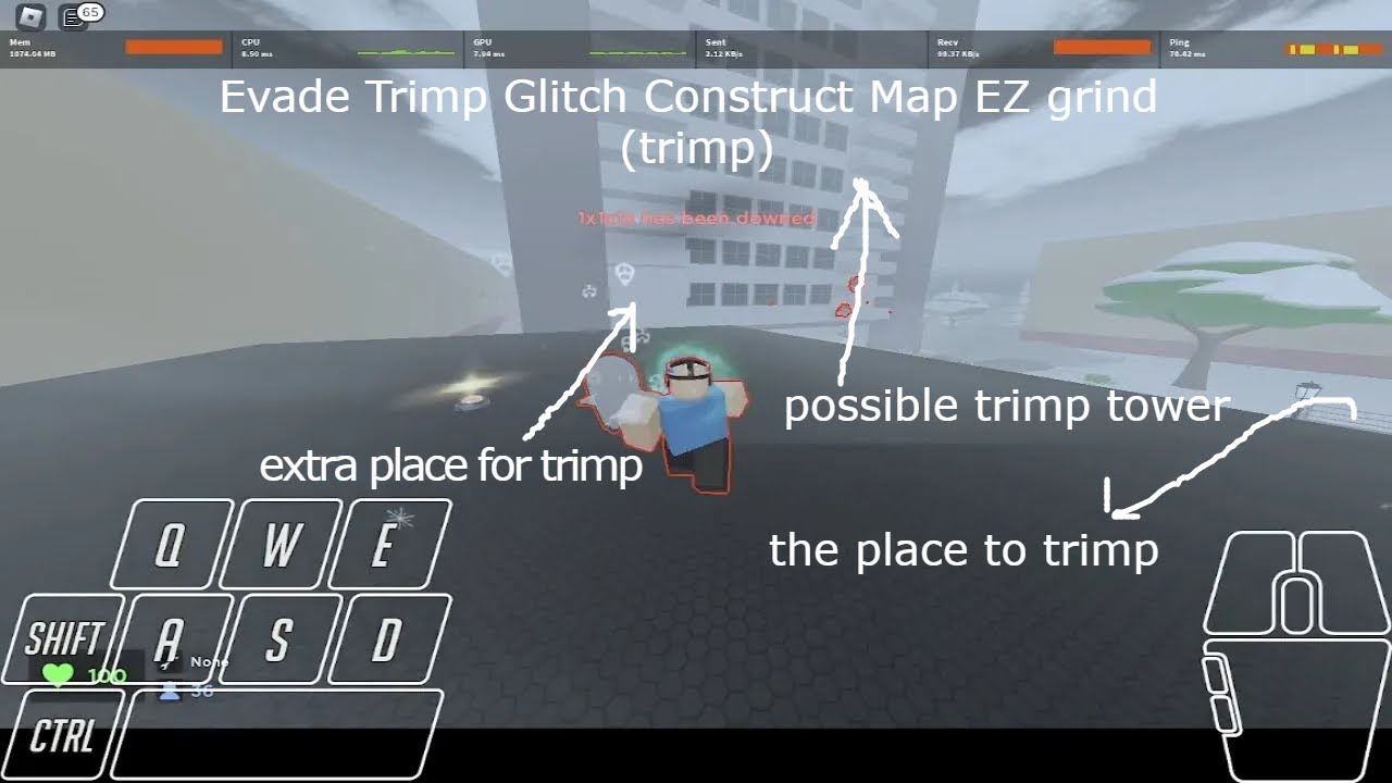 Evade Trimp Glitch Construct Map EZ grind #part2 - YouTube