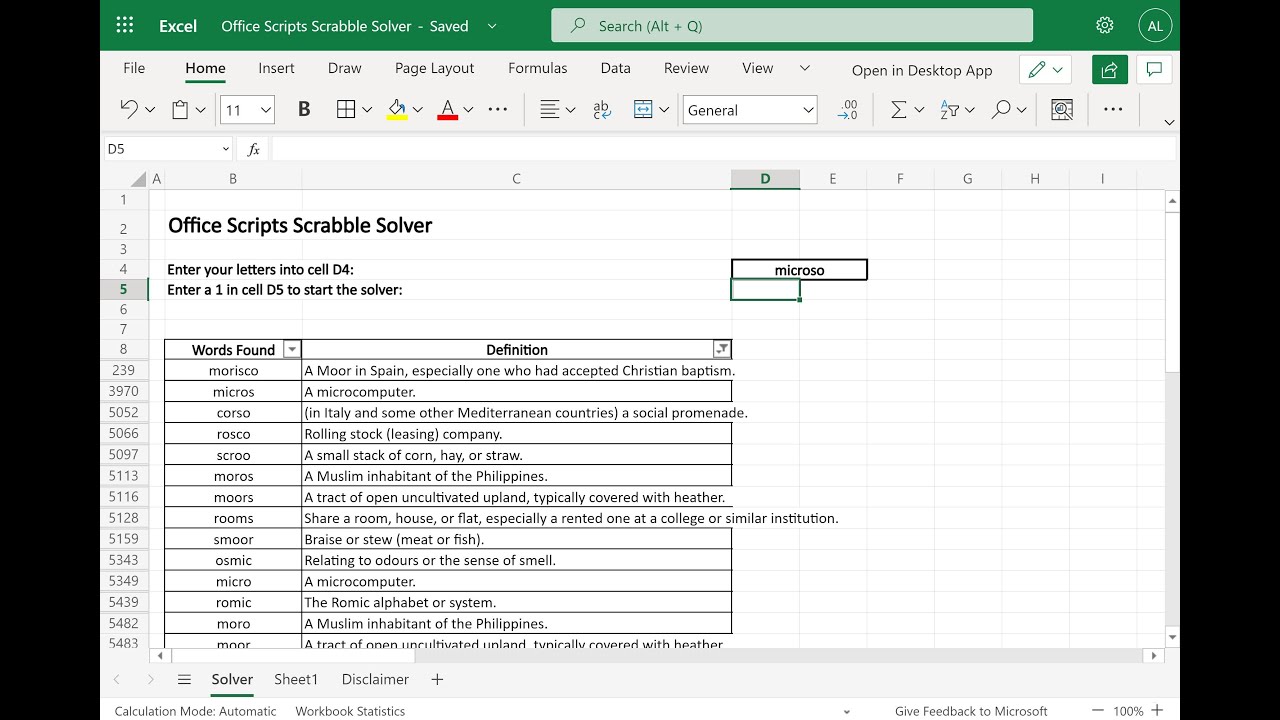 Excel Office Scripts Scrabble Solver YouTube Excel Office Scripts Scrabble Solver YouTube