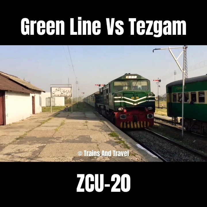 Green Line Train Overtake Tezgam Express At Lala Musa Junction Railway ...