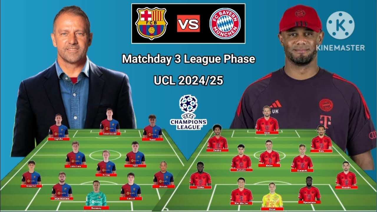 Hansi Flick vs Kompany ~ Head To Head Line Up Barcelona vs Bayern ...