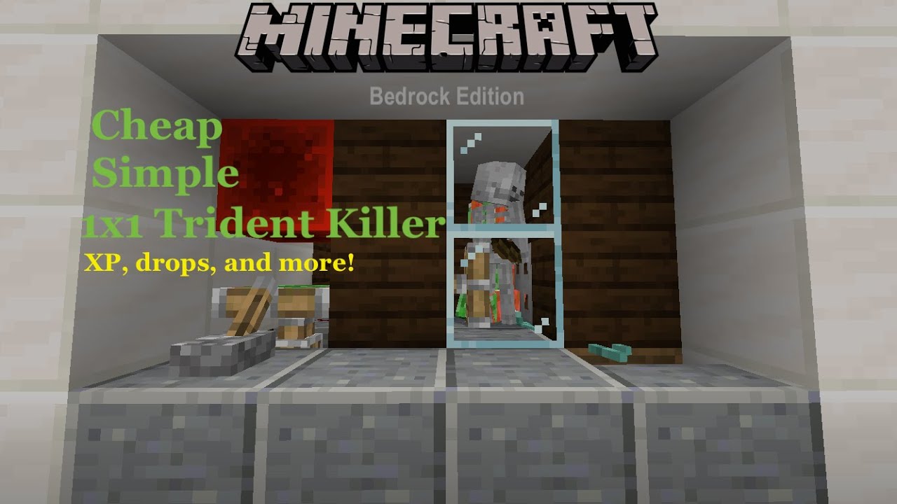 [BROKEN AS OF 1.16] 1x1 Trident Killer Design Tutorial for Minecraft Bedrock Edition - YouTube