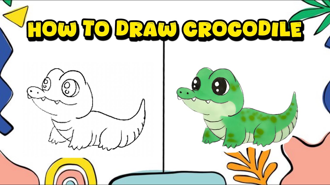 How to Draw a Little Crocodile – Step-by-Step Animal Drawing Tutorial ...