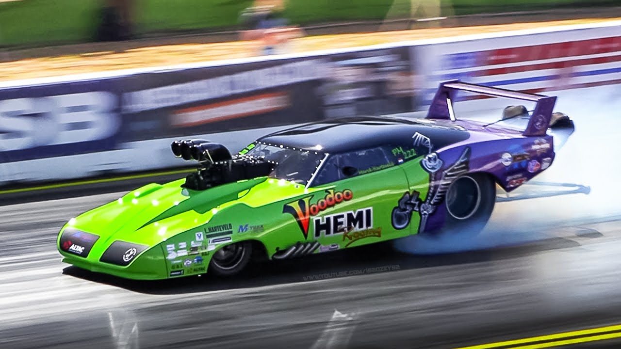 390 km/h, 5-sec Blown Plymouth Superbird Hemi Pro Mod: 1/4 Mile Runs at ...