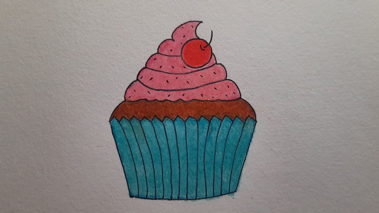 How to draw Cupcakel How to paint Cupcake using oil pastels l easy ...