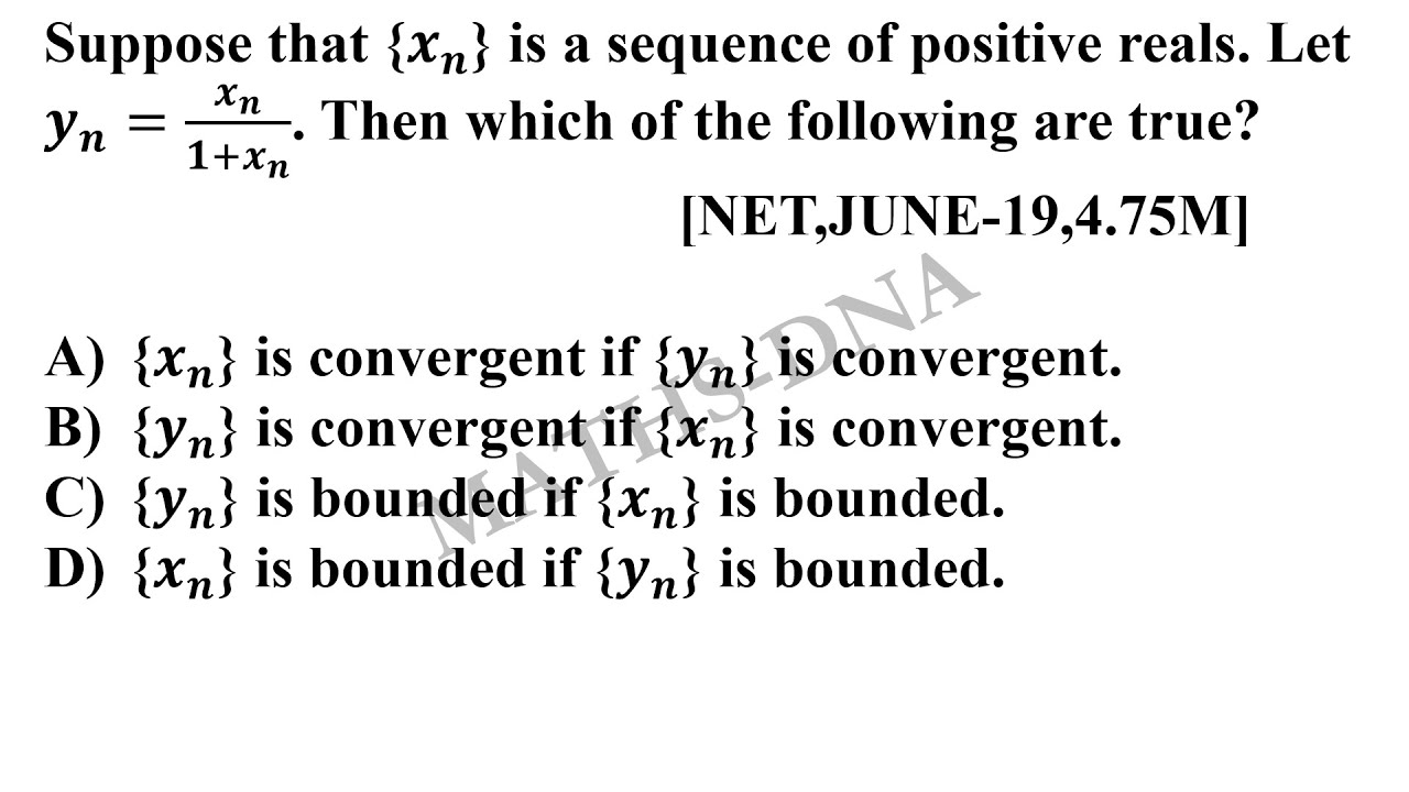 Q1 Csir Net Jrf Mathematics June 2019 Part C Real