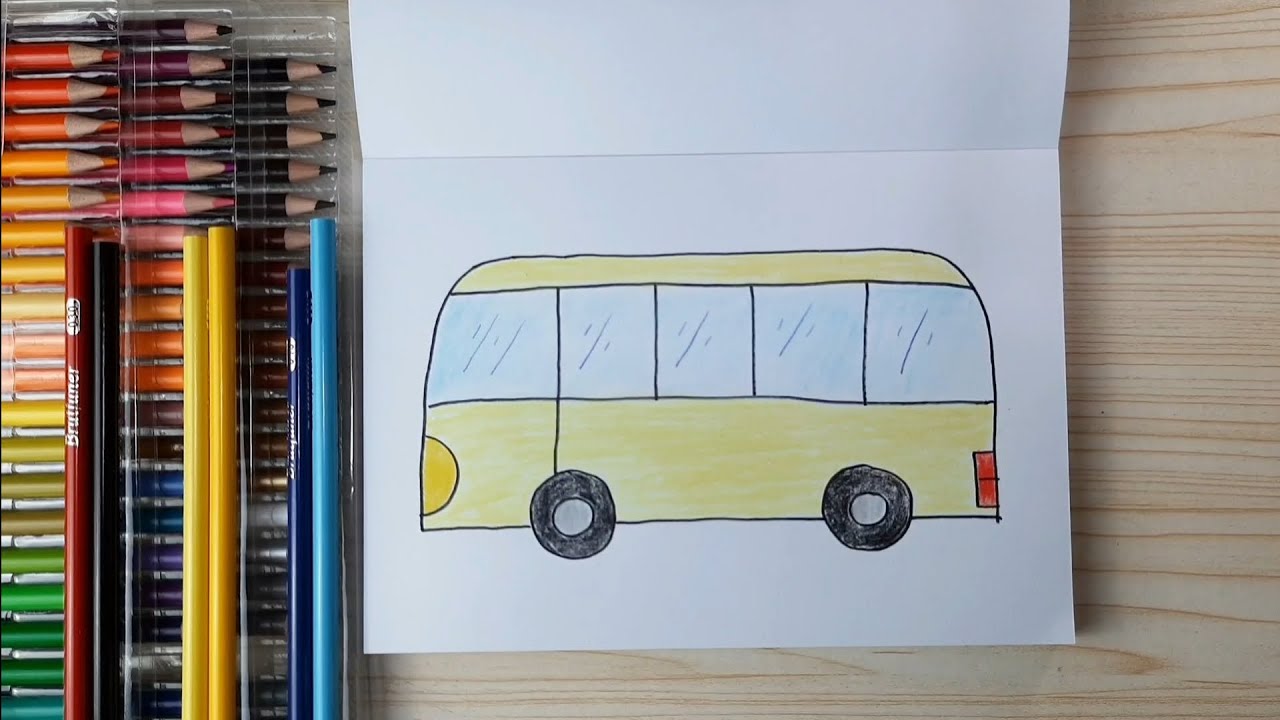 Easy Step by Step Drawing for Children - Bus - YouTube