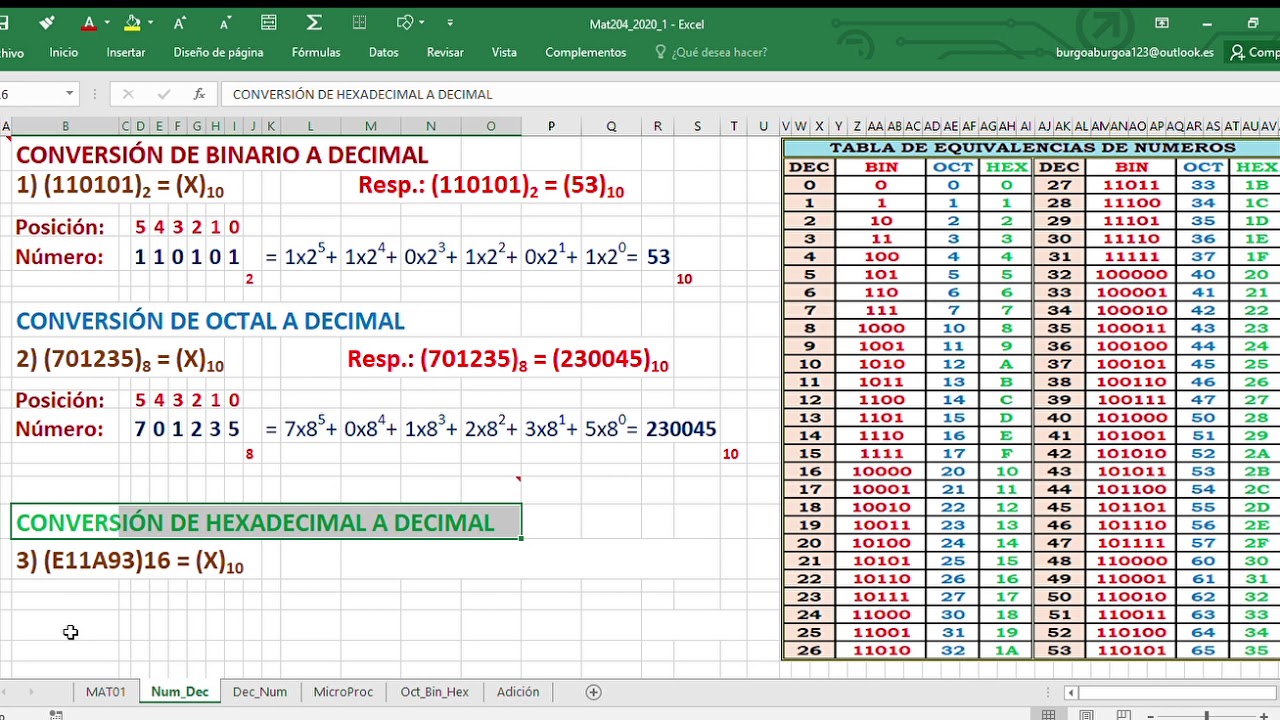 Matemática Computacional - Conversión Bin-Oct-Hex a Decimal - YouTube