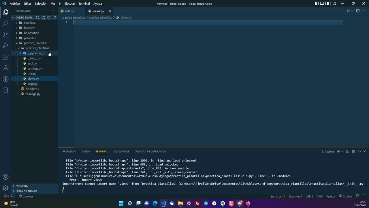 15 practica plantillas - Curso Django - OpenBootcamp - YouTube