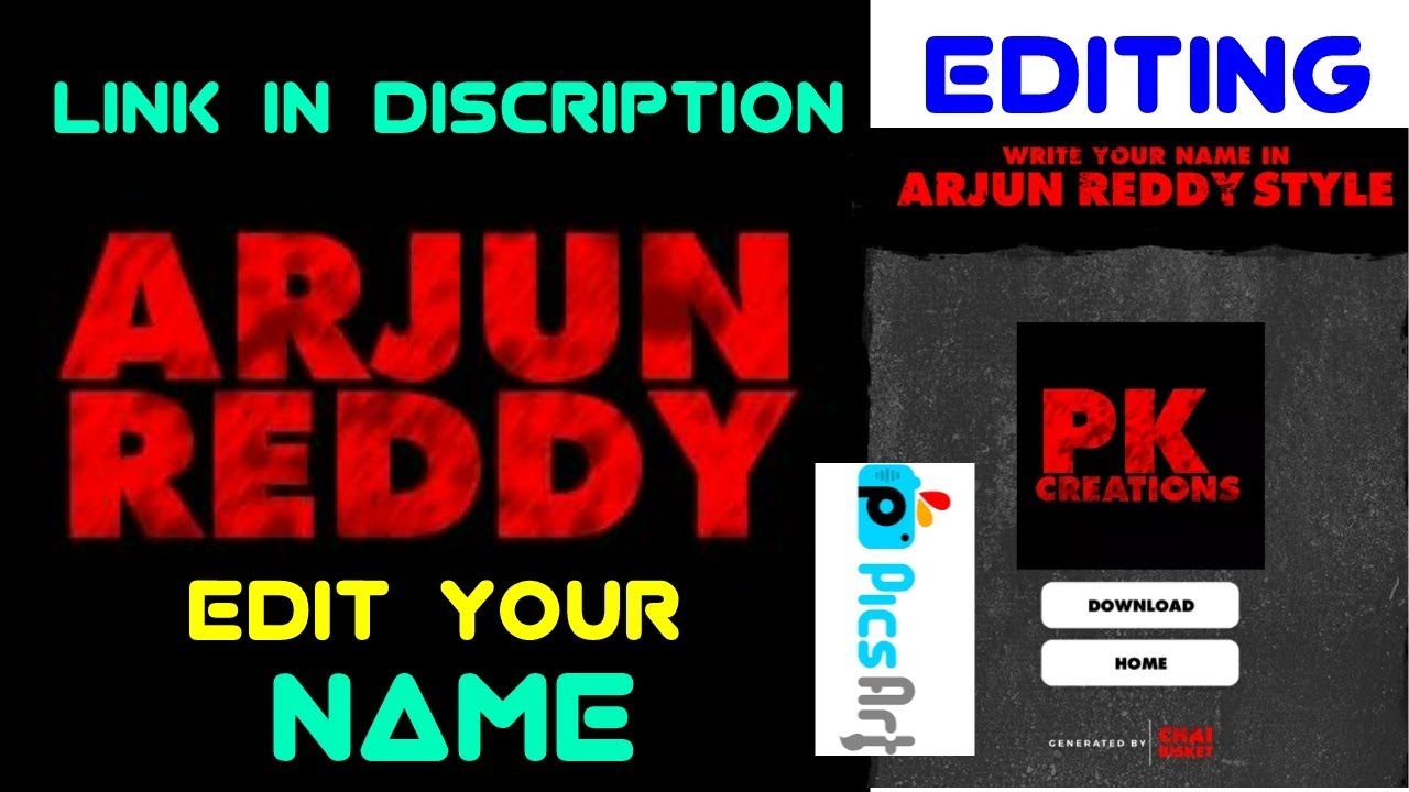 Arjun Reddy Movie Name Pics Art Editing || In Telugu Pk Creations - YouTube