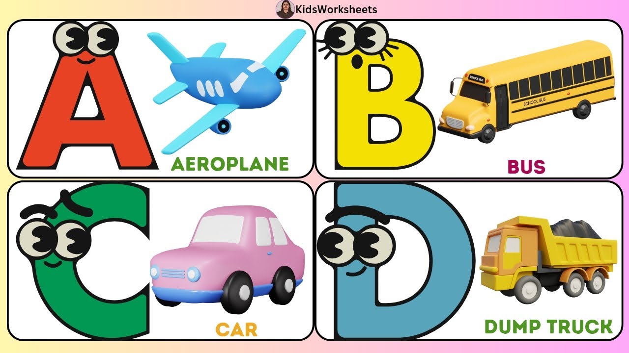 Alphabet||Learn A to Z Vehicle Name|| A for Aeroplane||ABCD||A TO Z ...