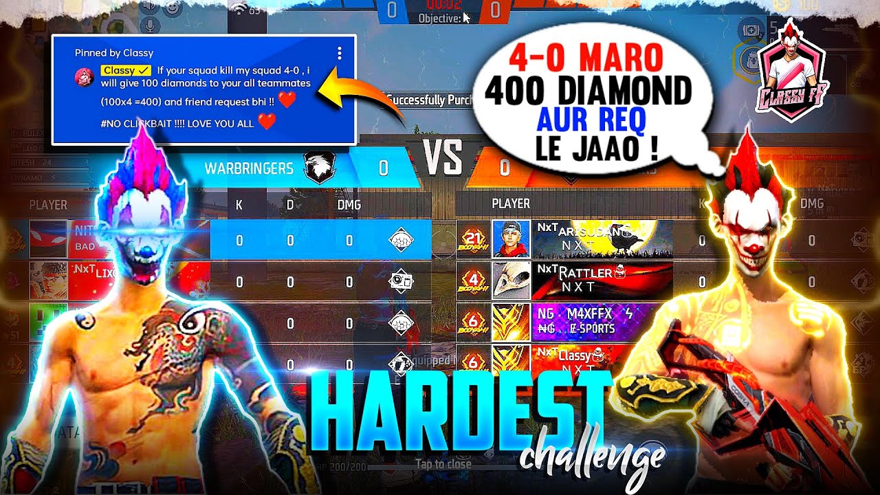 Classy FF Gives Me the Toughest 4-0 Challenge and I Get 400 Diamonds ...