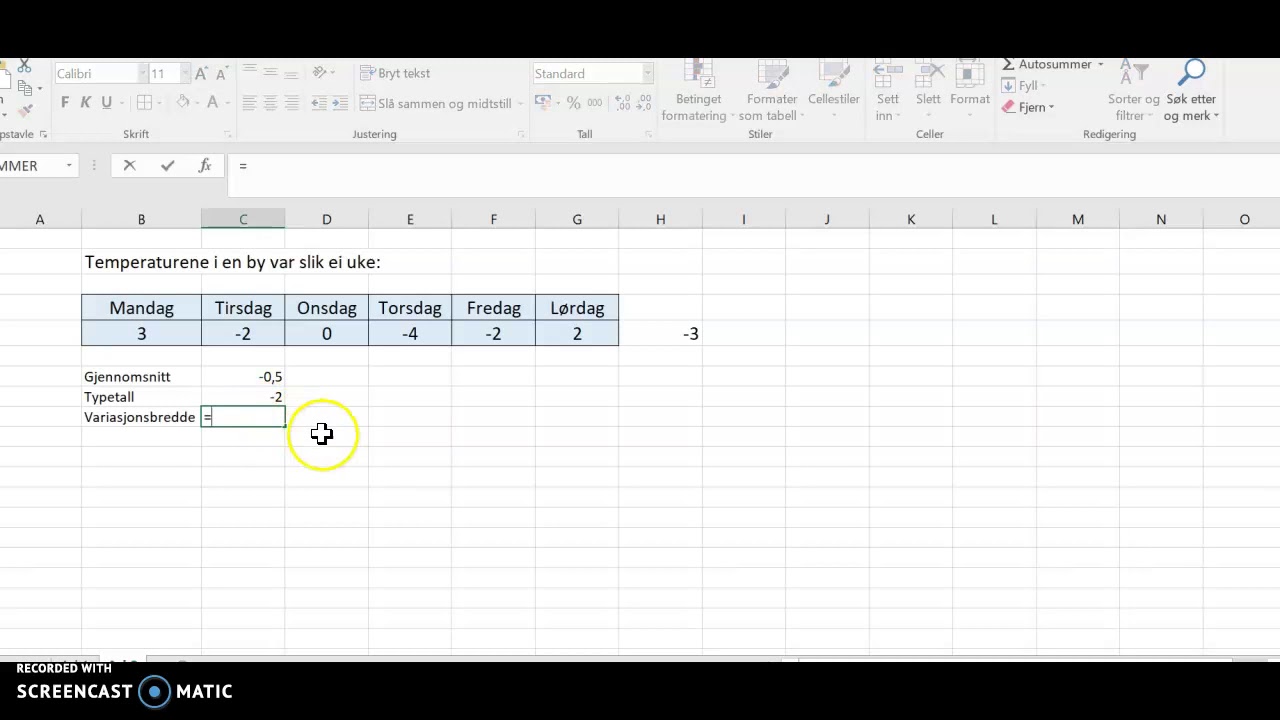 Gjennomsnitt, median, variasjonsbredde og typetal - YouTube