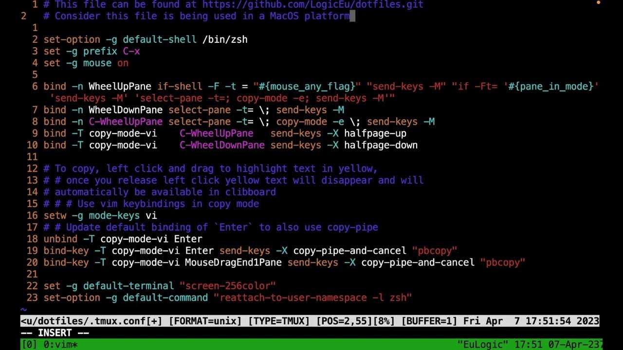 Dotfiles - tmux.conf - Tmux configuration file - YouTube