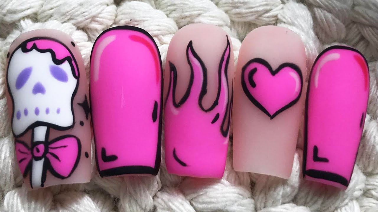 Ricardo Reynolds Rachel Tran- Pink color in scaring item Nail Art - YouTube
