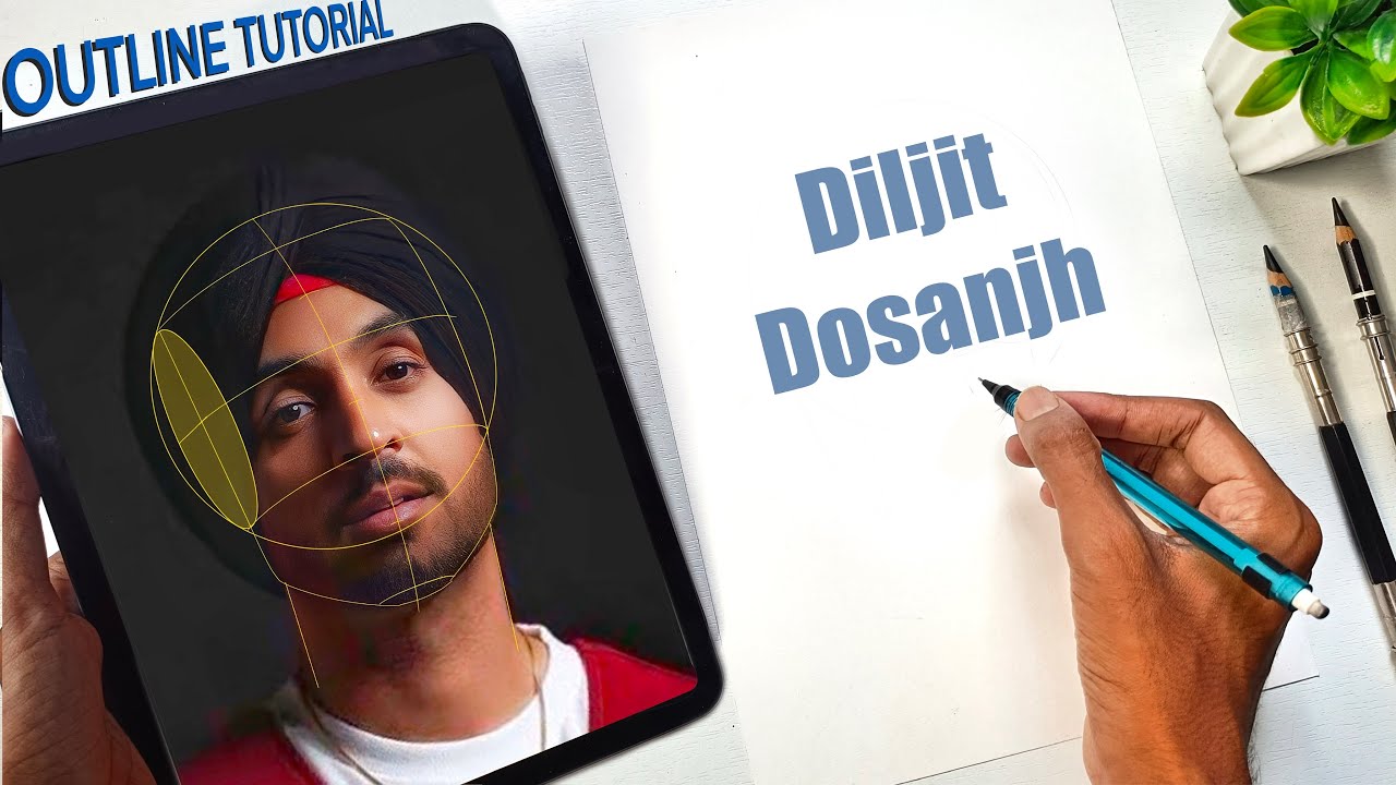 How to Draw Diljit Dosanjh with Loomis Method // Outline Drawing ...