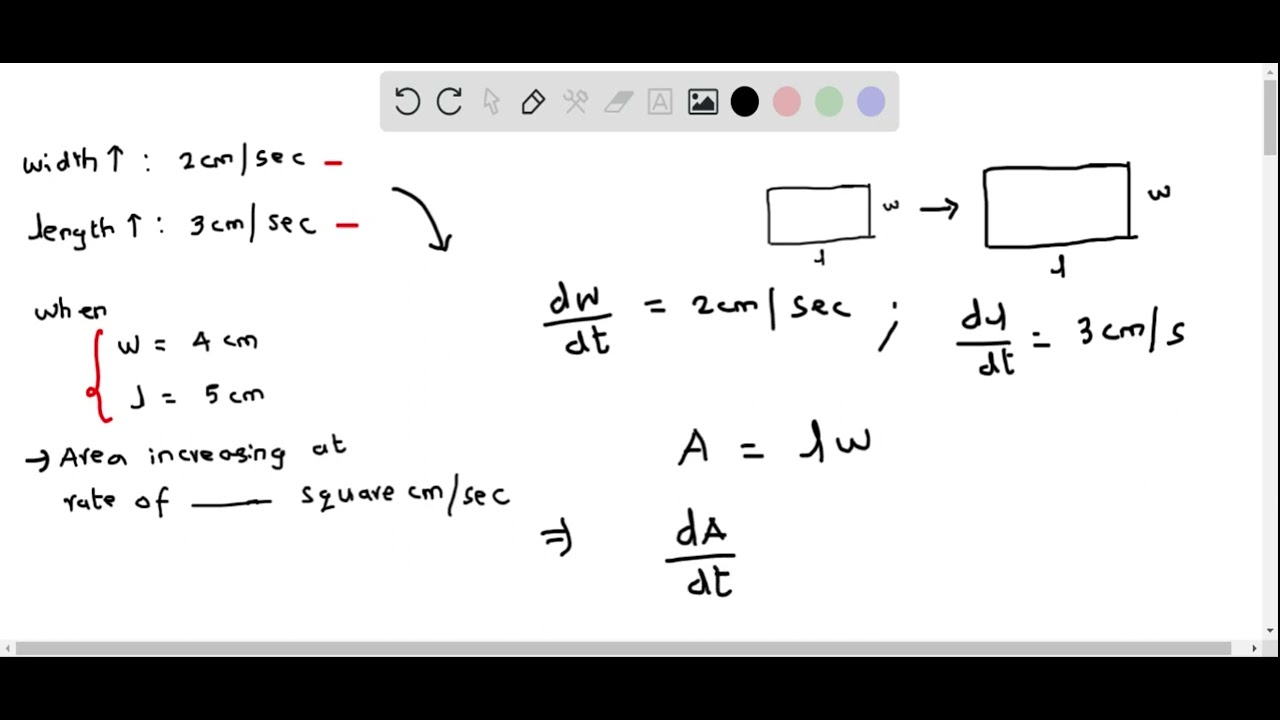 Calculus AB Related rates 3 rate of increase of area of rectangle - YouTube