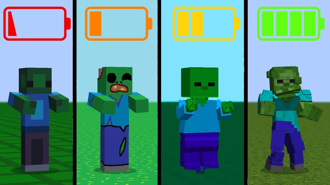 minecraft zombie with different battery - YouTube