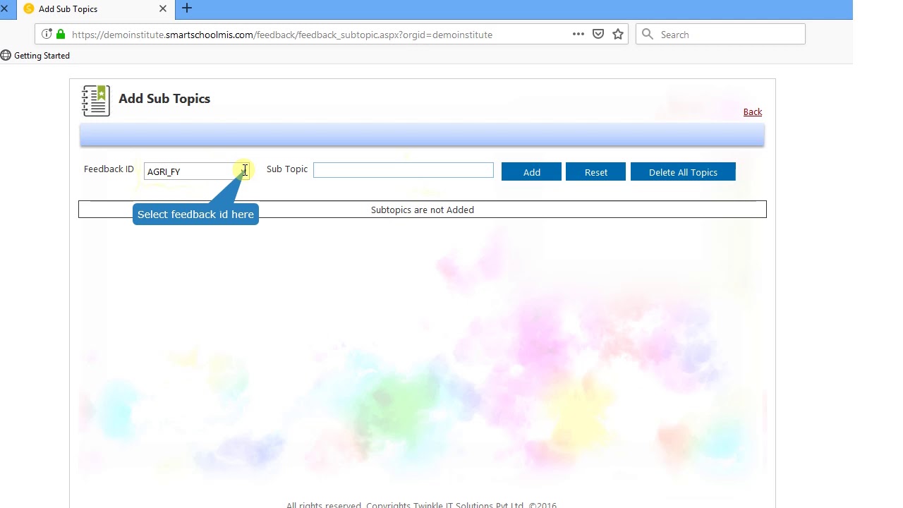How to add subtopic in admin login in feedback management system using ...