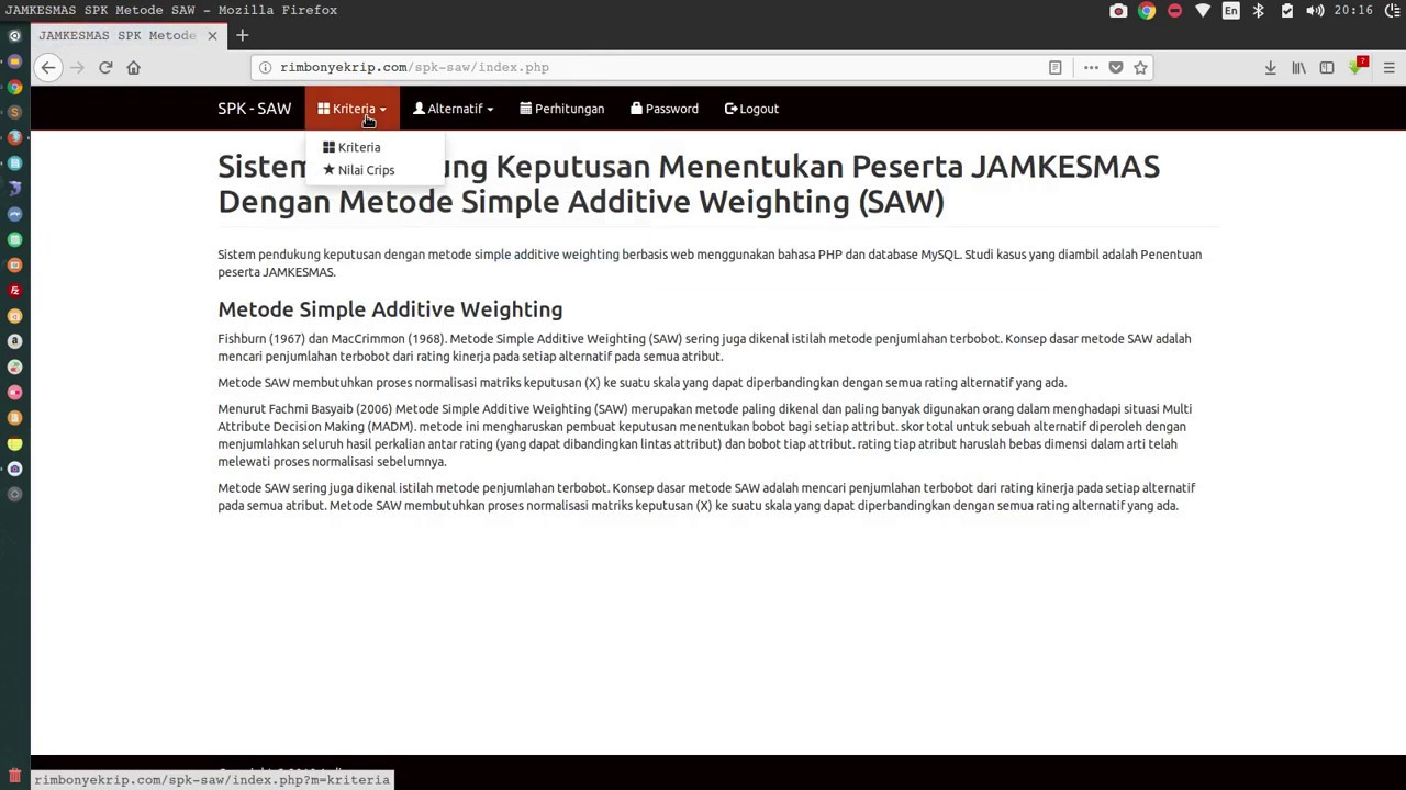 APLIKASI SPK DENGAN METODE SAW - YouTube