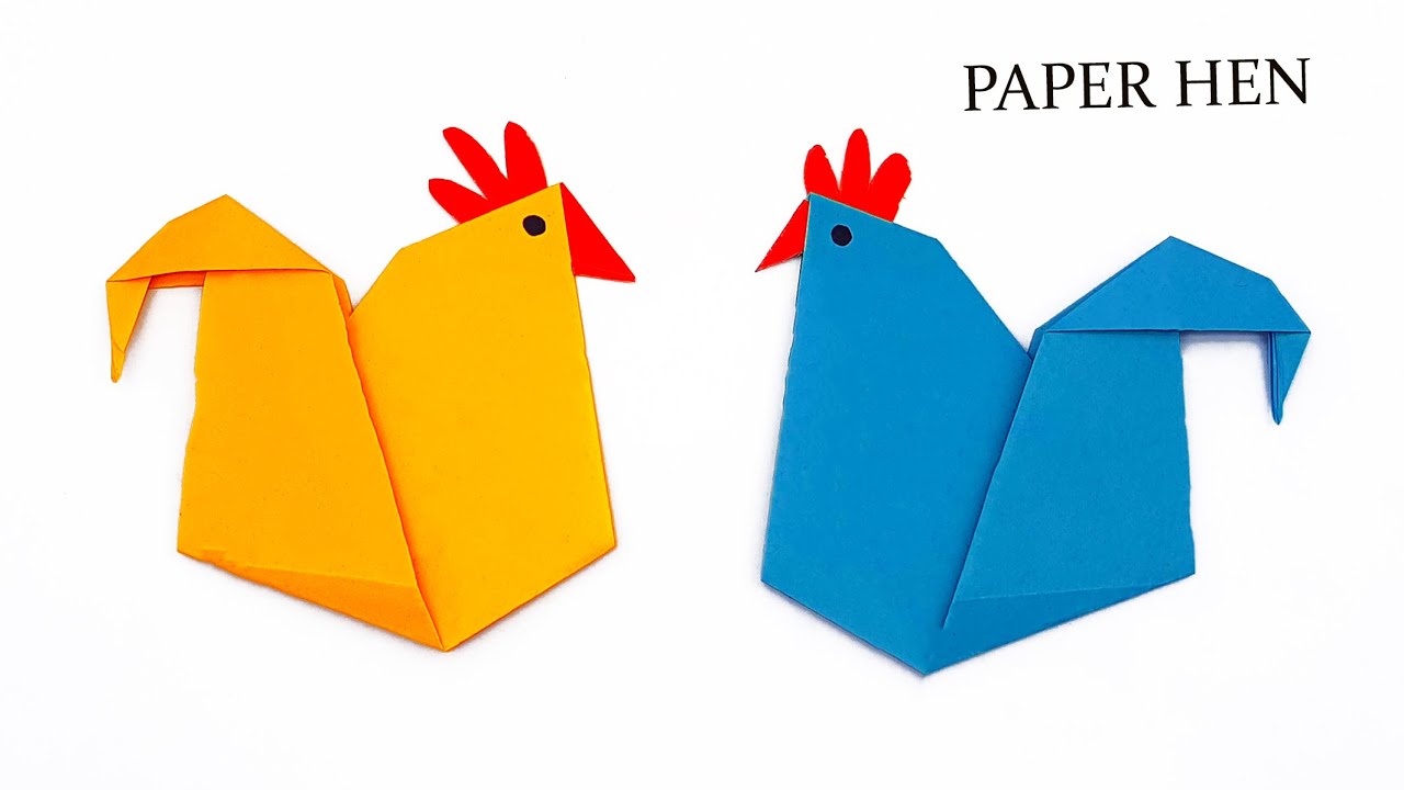 How To Make Origami Paper Hen | Nursery Craft Ideas | Animal Craft ...