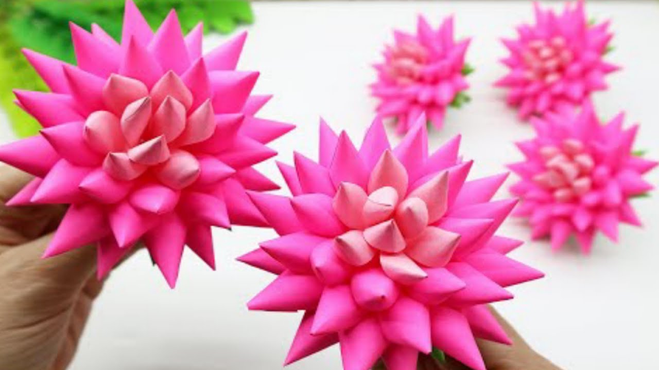 Easy paper flower 3d origami || diy paper flowers making🌺 - YouTube