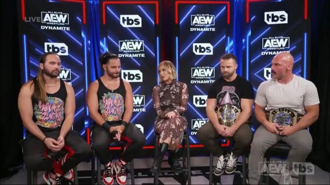 FTR AND YOUNG BUCKS FACE TO FACE INTERVIEW AEW DYNAMITE - YouTube