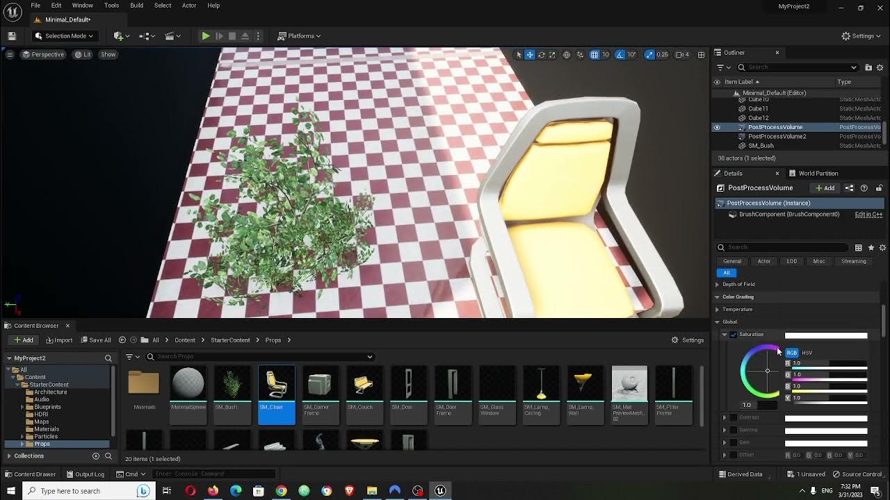 How to create a post process volume box | Unreal Engine 5 Devlog 30 day challenge | Day # 7 ...