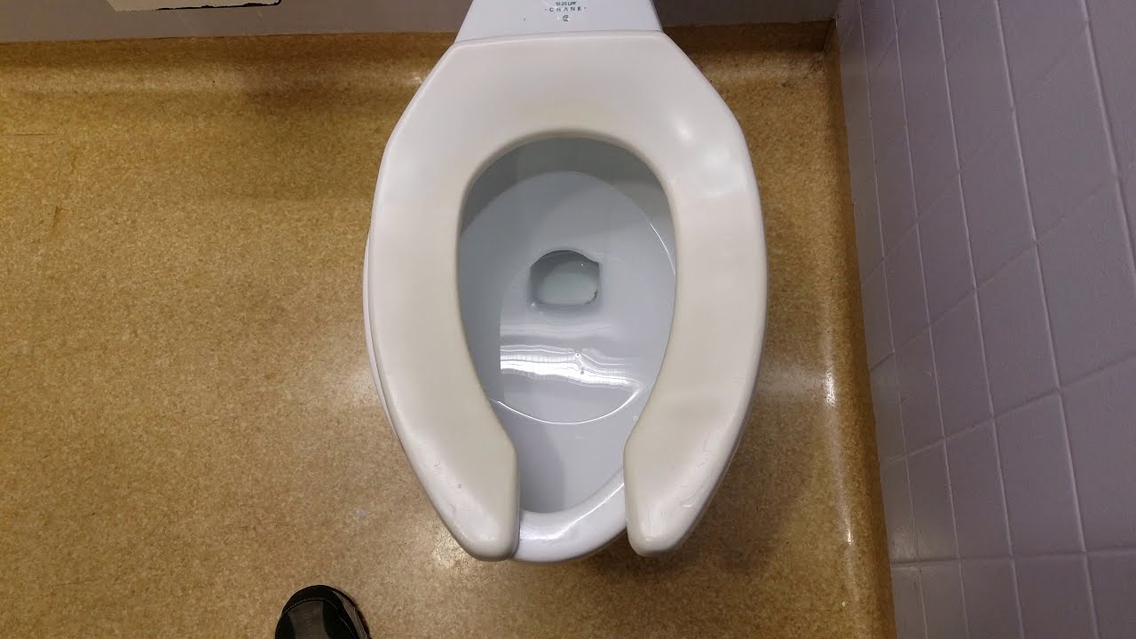 Crane toilet on flushometer. - YouTube