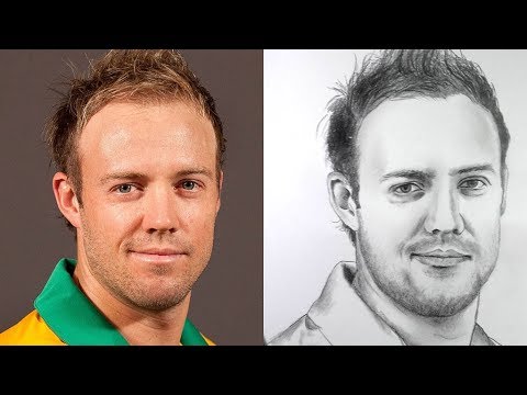 Drawing AB De Villiers | Easy Pencil Sketch - YouTube