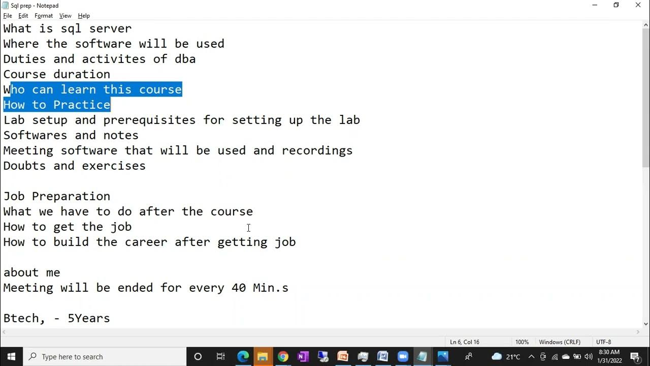 Sql DBA Batch 42 Introduction Session Class 3 - YouTube