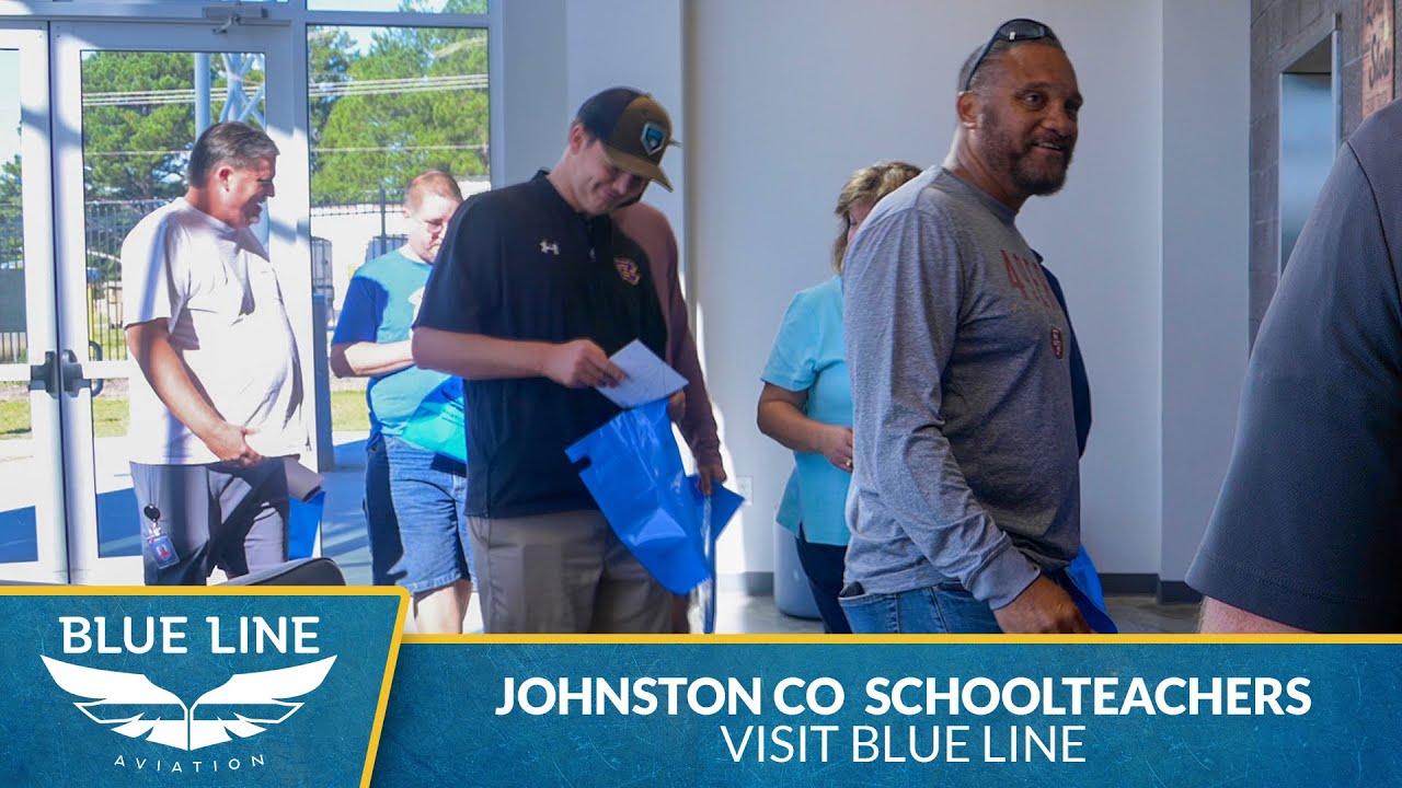 Johnston County Business Teachers Visit Blue Line Aviation - YouTube