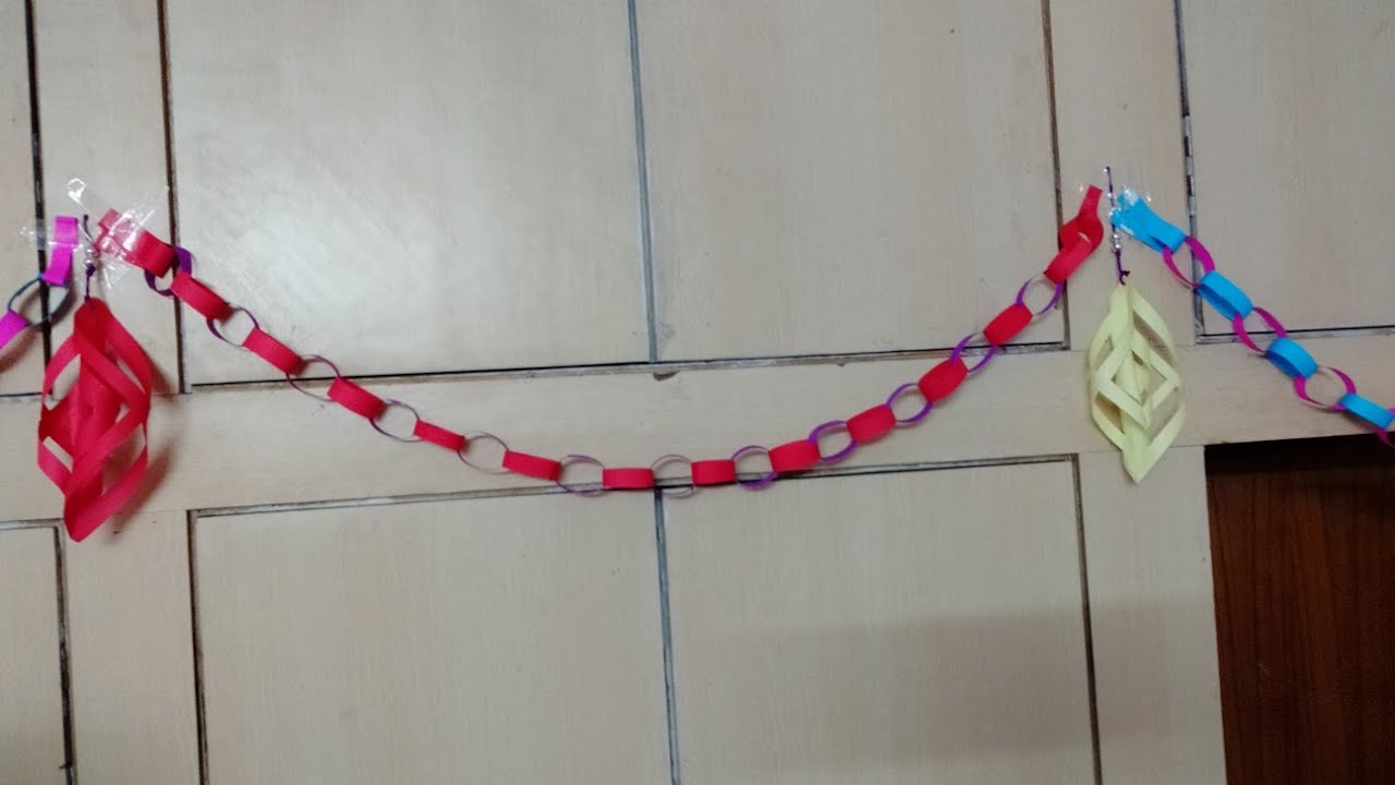 HOW TO MAKE RIBBON USING COLOUR PAPERS / DECOR IDEA FOR BIRTHDAY PARTY ...