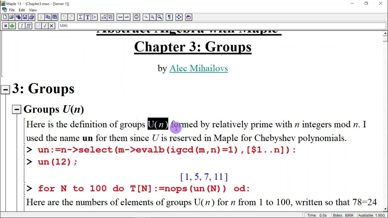Maple codes for finding the number of elements of group U(212) || maple ...