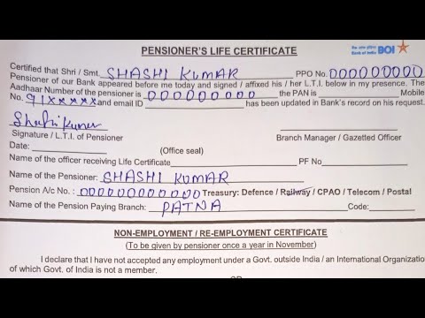 BOI ka pensioner,s life certificate form kaise bhare || - YouTube