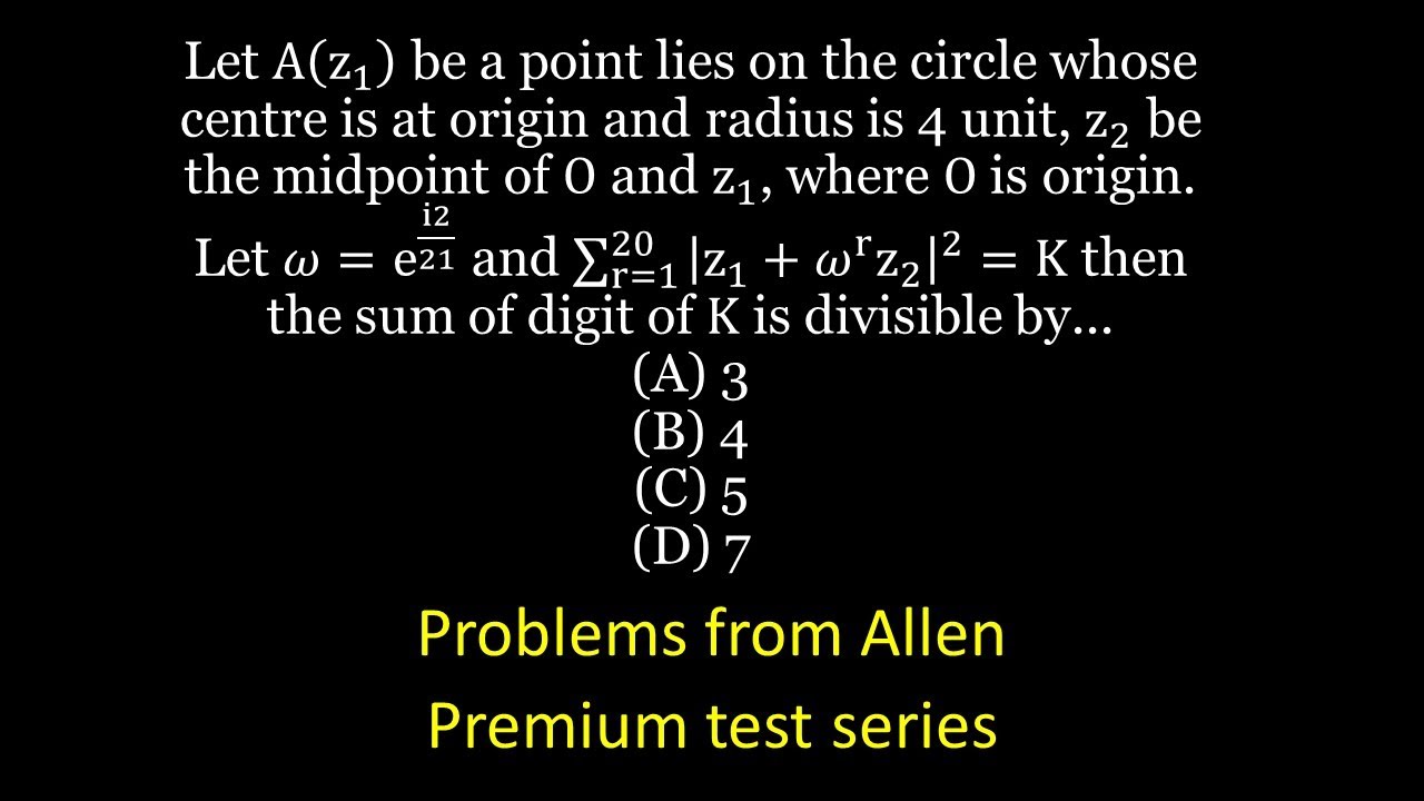 Problem 19 from Allen Test Papers for Jee Math - YouTube