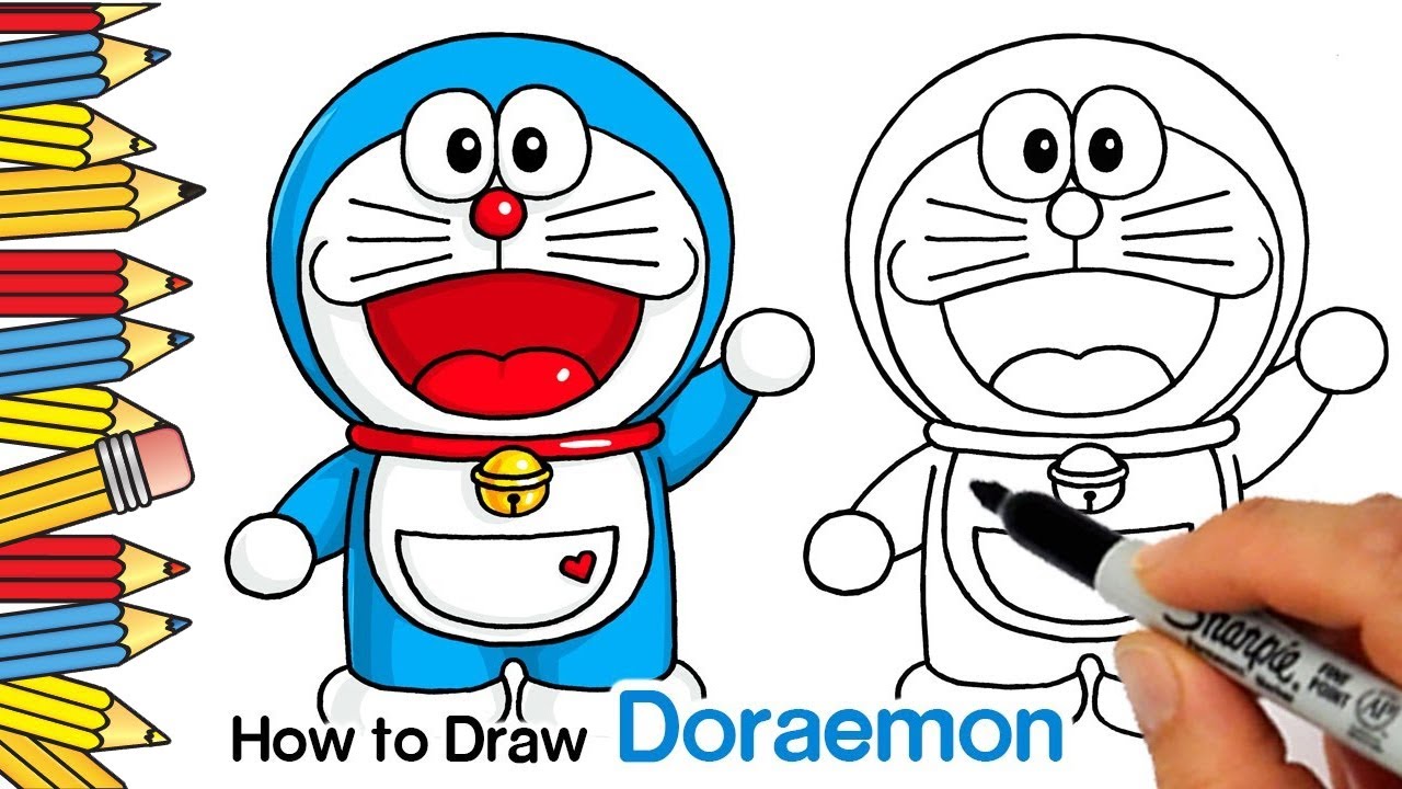 Doraemon Drawing, Painting and Coloring for Kids | How to Draw, Lesson ...