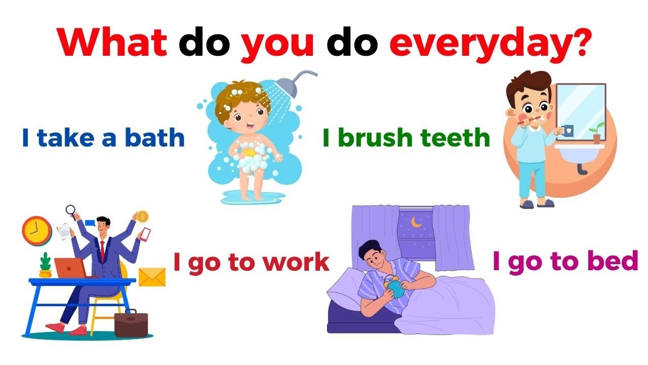 What Do You Do Every Day? | Action Verbs For Beginner Daily English ...