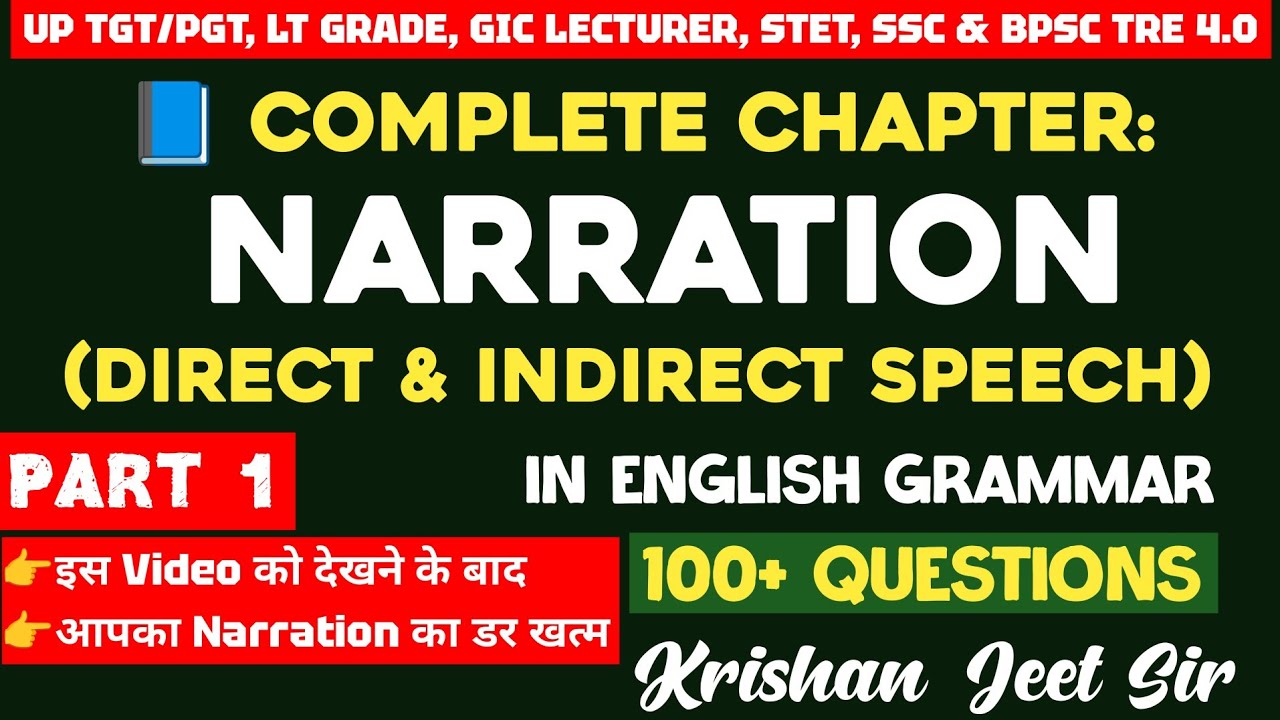 Narration (Direct & Indirect Speech): 📘 Complete Chapter in English Grammar | UP TGT/PGT & LT ...