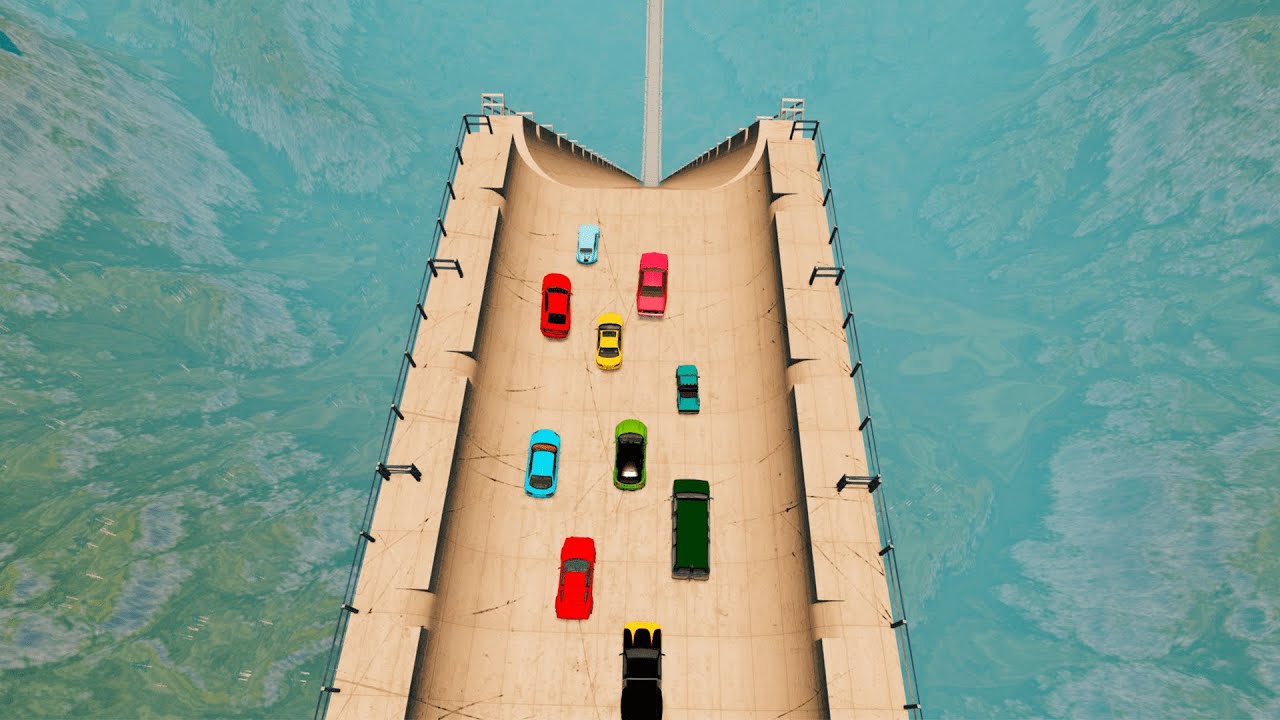 BeamNG Drive - Cars vs Gaint Ramp #1 (Car crashes) - YouTube