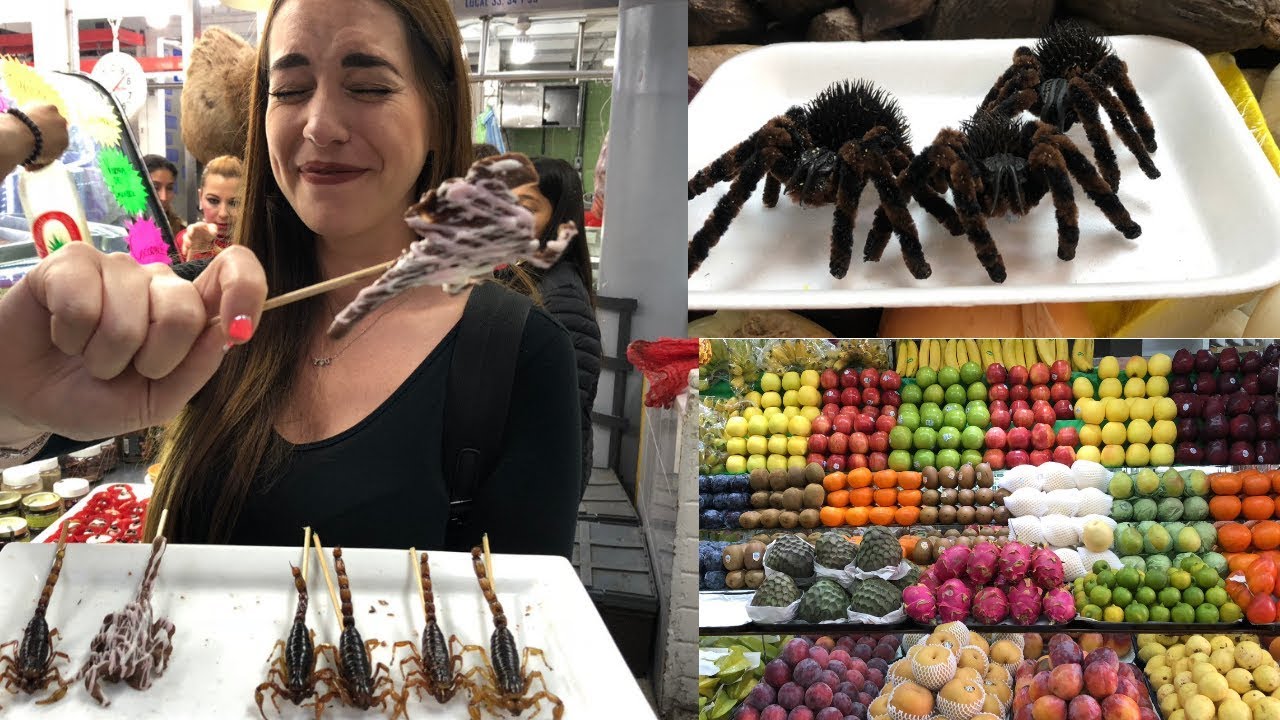 PROBANDO INSECTOS, CARNES Y FRUTAS EXÓTICAS en el MERCADO de SAN JUAN ...