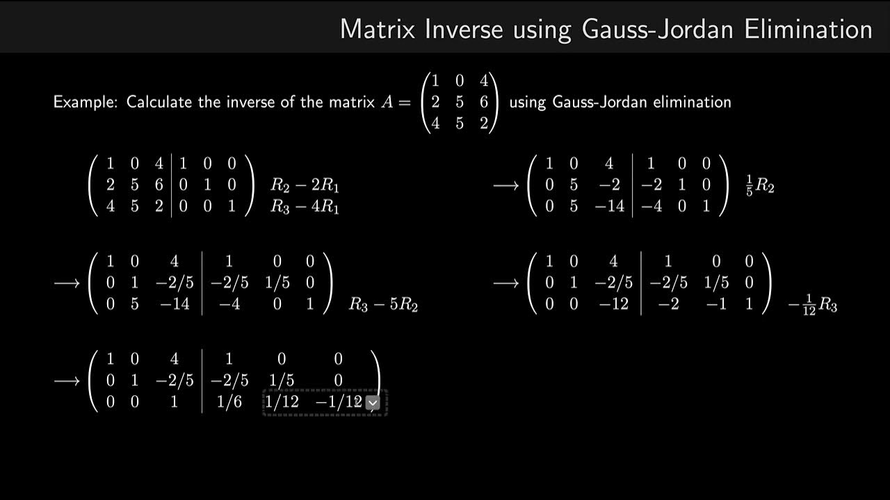 Inverse matrix using Gauss-Jordan elimination - YouTube