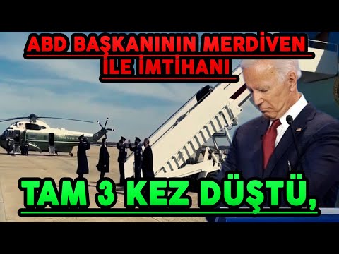 Joe Biden, uçağın merdivenlerini çıkmaya çalışırken 3 kez düştü. Komik Video Haberler