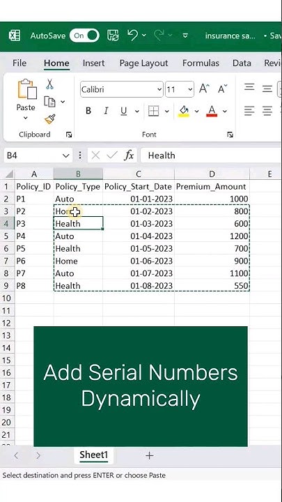 Add Serial numbers Dynamically | #exceltutorial #exceltips #excel - YouTube
