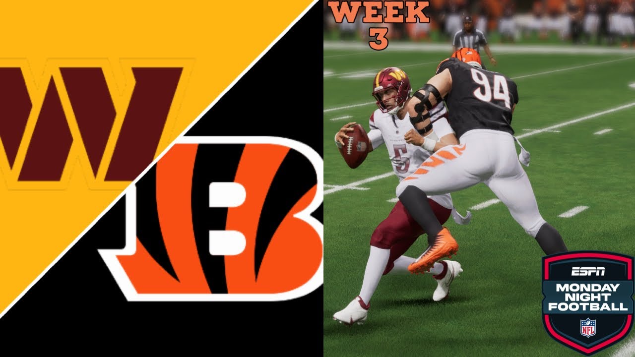Commanders vs Bengals | Week 3 of 2024 NFL Season MNF Madden 24 ...