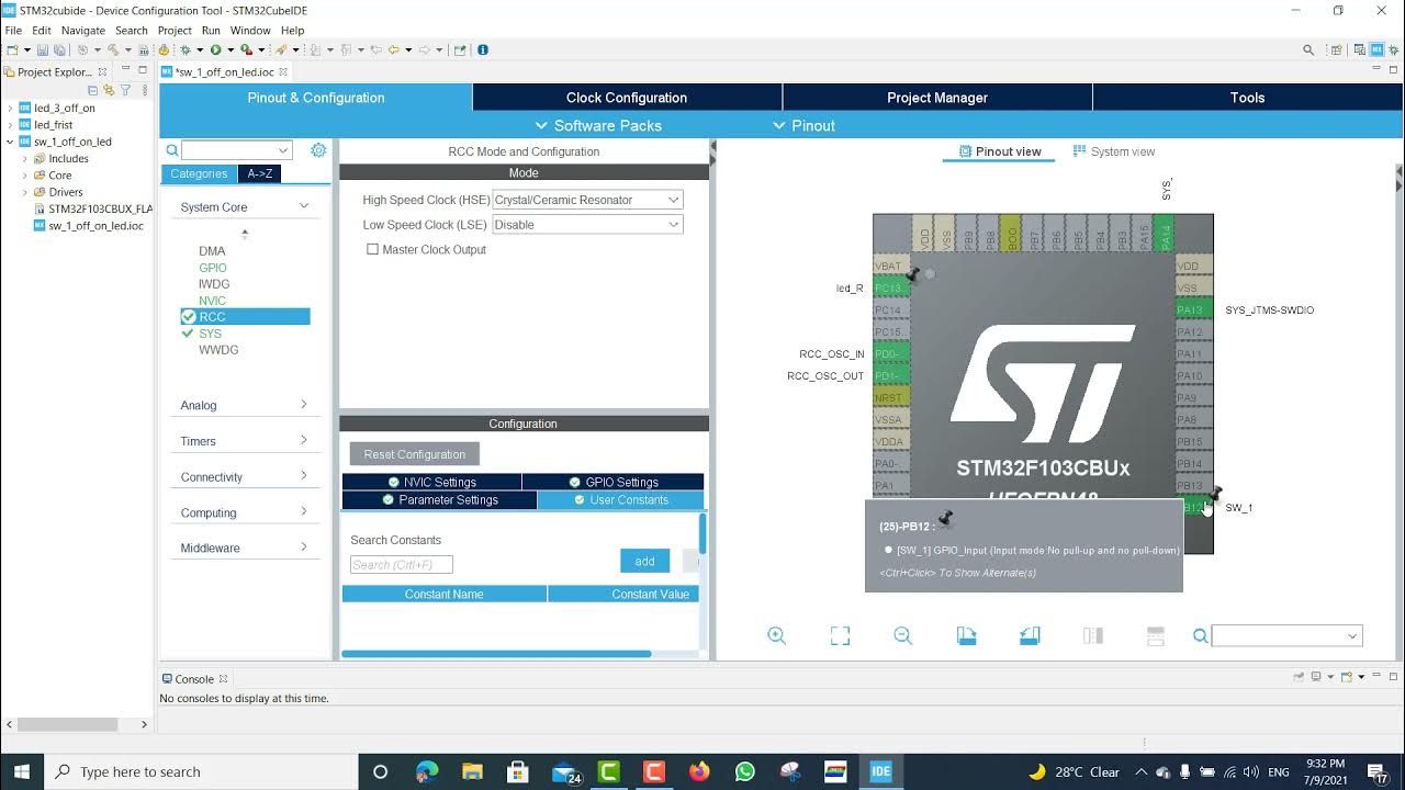 الدرس الخامس من تعلم برمجة STM32 cubeide input button and led on off - YouTube