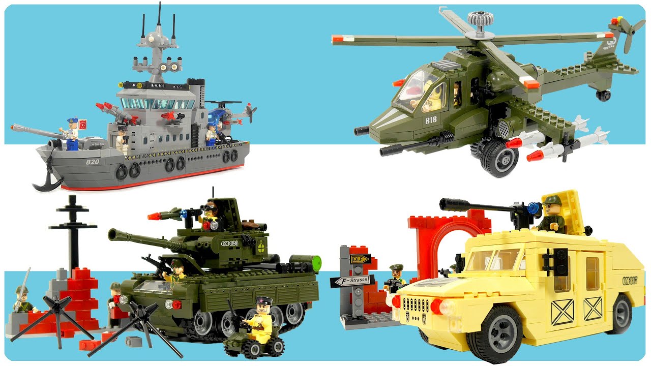 How to Build LEGO military sets - Enlighten 817 Hummers, 818 Helicopter ...