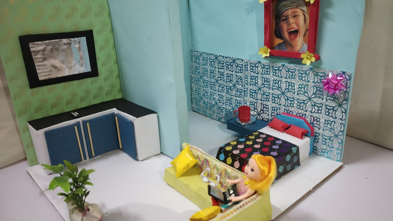 DIY || Miniature Cardboard House | Part -1 with Simple Living Room and ...
