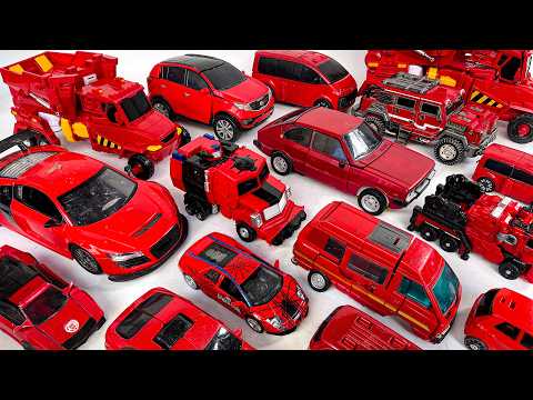 ULTIMATE RED VEHICLES COLLECTION: SPIDERMAN, TRANSFORMERS AUTOBOTS, RACING CAR, FIRE TRUCK TRANSFORM